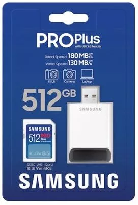 SAMSUNG 512GB PRO PLUS SDXC MEMORIJSKA KARTICA + ČITAČ