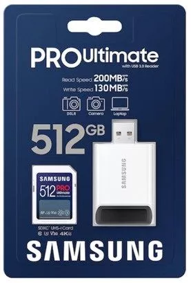 SAMSUNG 512GB PRO ULTIMATE SA ČITAČEM FULL SIZE SDXC MEMORIJSKA KARTICA