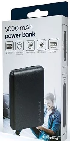 Gembird Power Bank 5000 mAh 10W 2xUSB | PB05-02