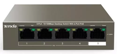Tenda 5-Port 10/100Mbps Desktop Switch with 4-Port PoE TEF1105P-4-63W