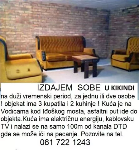 IZDAJEM SOBE U KIKINDI 0617221243