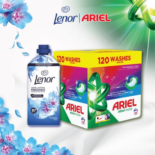 LENOR Spring awakening omekšivač za veš1,827l, 87pranja+Ariel kapsule za pranje veša Color , 120 kom XXL