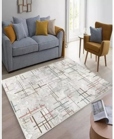 TEPIH 120X180CM – UKRŠTENE LINIJE BEŽ-ROZE