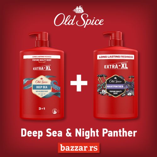 Old Spice gel za tusiranje Night Panther 1000ML + Old Spice gel za tusiranje Deep Sea 1000ML XXL