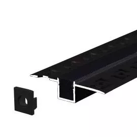 MA639-CC crni aluminijumski profil za LED trake 52.5x13x2000mm set sa crni difuzorom