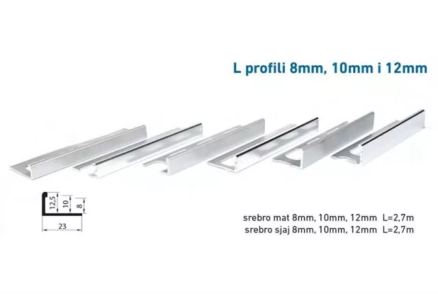 LAJSNA ZA STEPENIŠTA I KERAMIKU L PROFILI - CRNA SJAJ 10MM