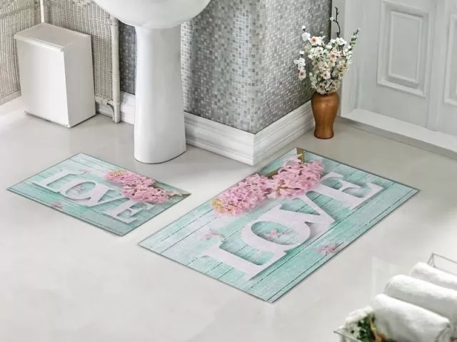 SET ZA KUPATILO LOVE PLAVI 40X60CM + 60X90CM