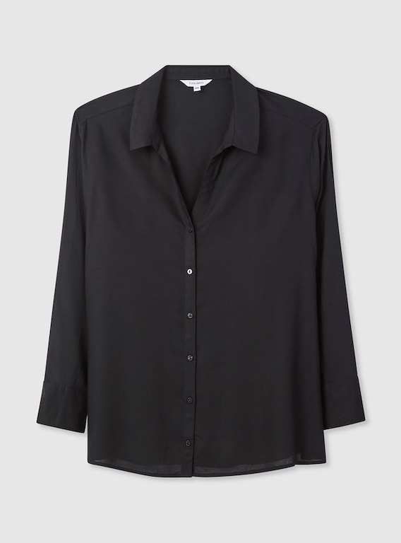 Bluza od jednobojne viskoze Crna
