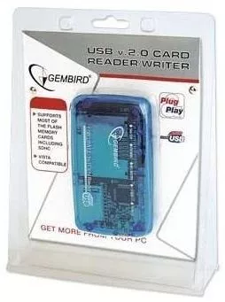 Gembird USB 2.0 Card reader/writer, Supports CF, MD, SM, MS, SD, MMC, XD Card