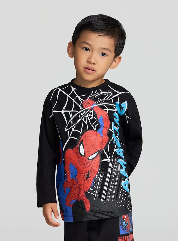 Majica dugih rukava sa printom Spiderman® Crna