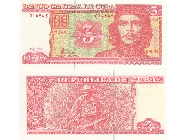 Kuba CUBA 3 Peso 2005 UNC, P-127 Če Gevara