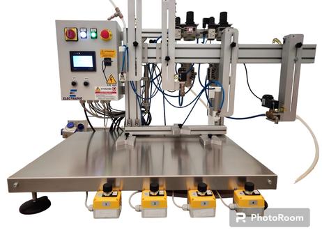 KOMPLETNA POLUAUTOMATSKA LINIJA ZA PUNjENjE/FLAŠIRANjE OD 30 DO 5000 ml - ELECTRADUE SR - MELISSA TRASLO - LABELPRINT 900