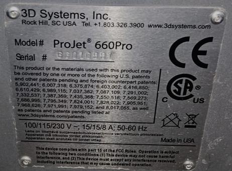 3D Systems ProJet 660Pro