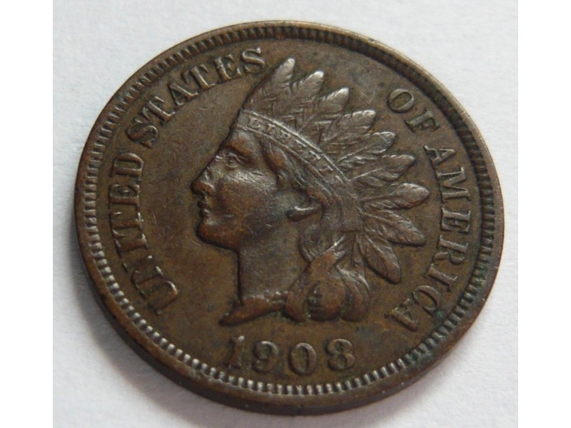 1 Cent `Indian Head Cent` - 1908