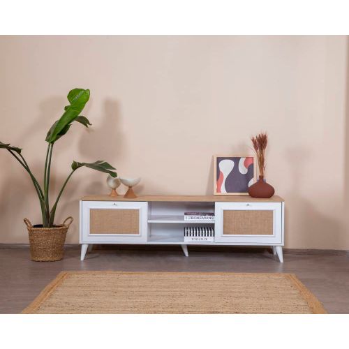 Mount - White, Oak White Oak TV Stand