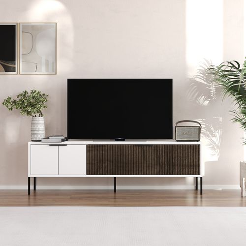 Noah - White, Walnut White Walnut TV Stand