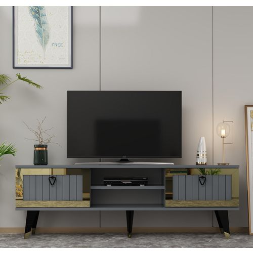 Lidya - Anthracite, Gold Anthracite Gold TV Stand