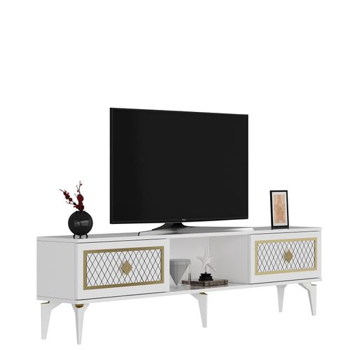 Herry - White, Gold White Gold TV Stand