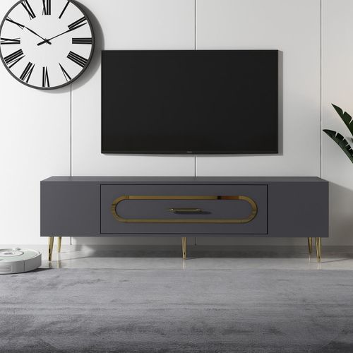 Dekop3 - Anthracite, Gold Anthracite Gold TV Stand