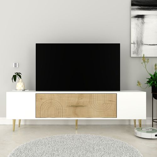 Dekol2 - White, Sapphire Oak, Gold Sapphire Oak White Gold TV Stand
