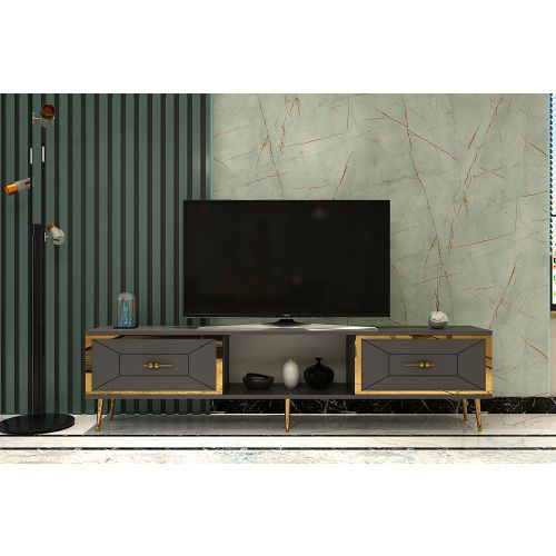 Arno - Anthracite, Gold Anthracite Gold TV Stand