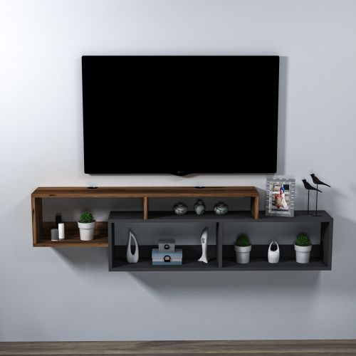 Atlantis - Light Walnut, Anthracite Light Walnut Anthracite TV Stand