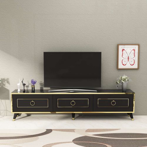 Sona 180 Black Gold TV Stand