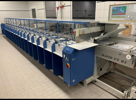 Polovan MKV UT sa 20 sabirnih stanica i SFT 350 jedinicom za heftanje/preklapanje/sečenje i jedinicom za obrezivanje glave i stopala T 20 Verified seller
