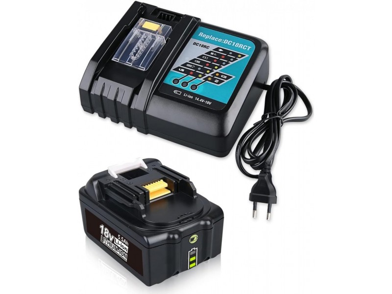 Punjac 14.4V-18V i baterija BL1850 5.5Ah za Makitu