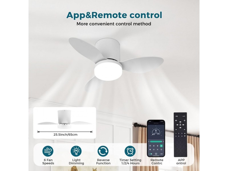Tihi plafonski ventilator sa LED svetlom 60W