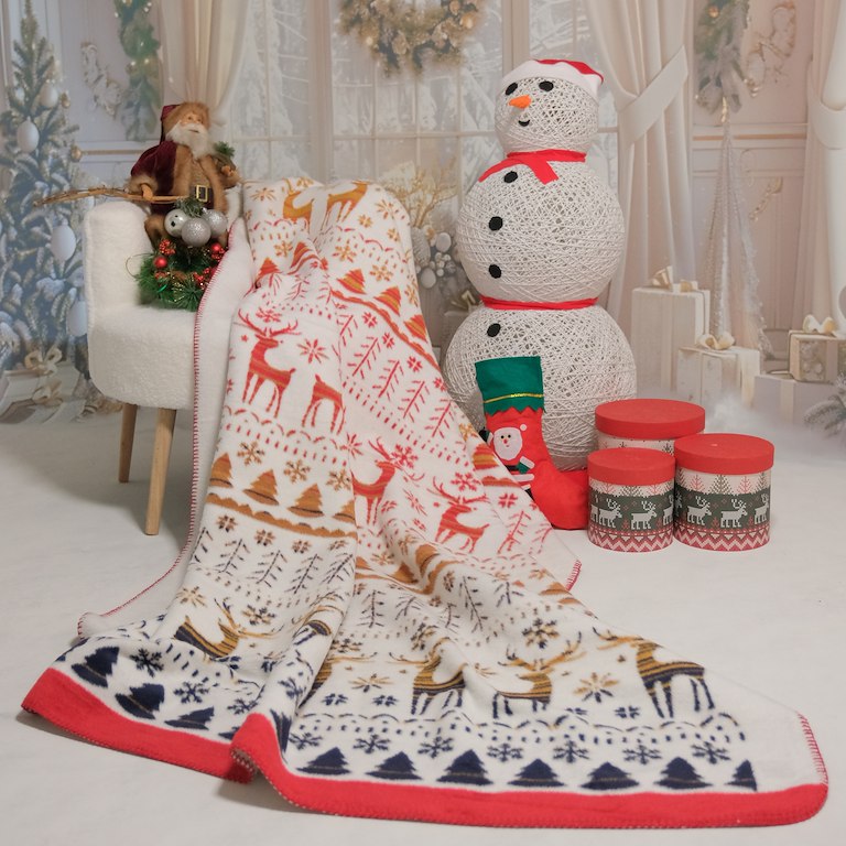 Ćebe ACRYLIC PLUS CHRISTMAS 150x200 - 25128B - Red/Yellow Christmas