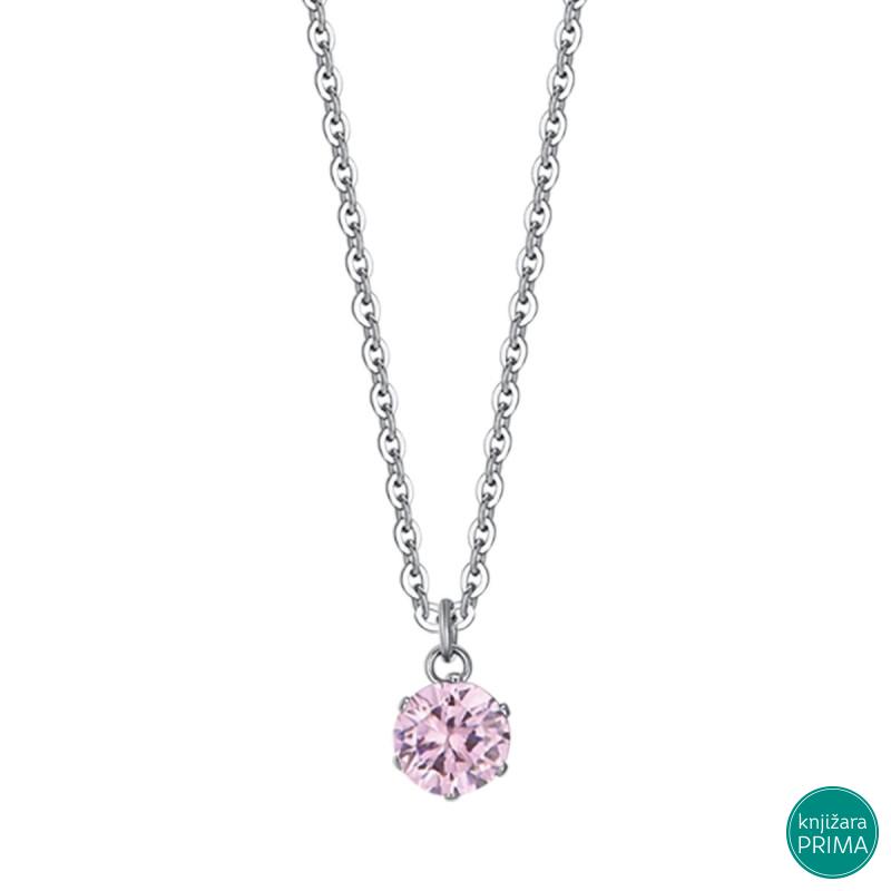 Ogrlica LUCA BARRA roze kristal