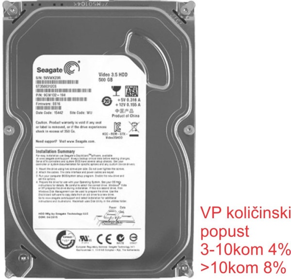HDD 3.5 * 500GB ST3500312CS SEAGATE 5900RPM 8MB SLIM SATA
