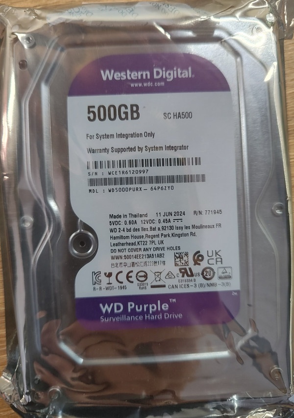 HDD 3.5 * 500GB WD5000PURX WD Purple 24/7 5400RPM 16MB SATA3