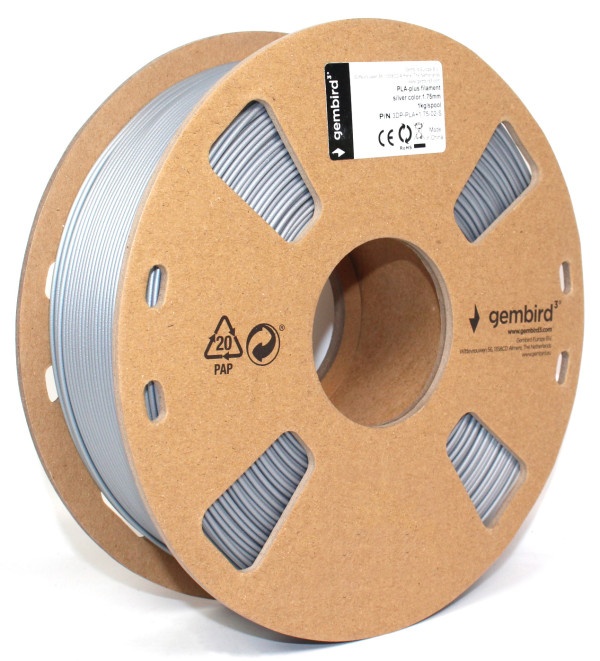 3DP-PLA1.75-01-S PLA Filament za 3D stampac 1,75mm kotur 1KG SILVER Srebrna