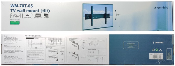 WM-70T-05 ** Gembird tilt VESA max 60x40cm 32-70 max.45kg (598)