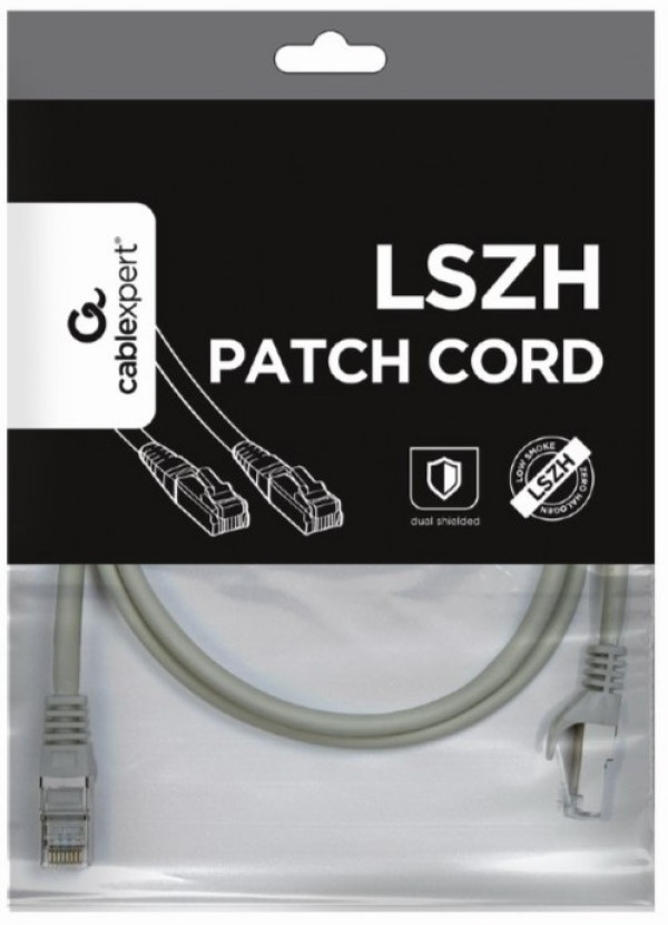 PP6A-LSZHCU-0.5M Gembird Mrezni kabl, SFTP CAT.6A BAKARNI LSZH Patch cord 0.5m Grey