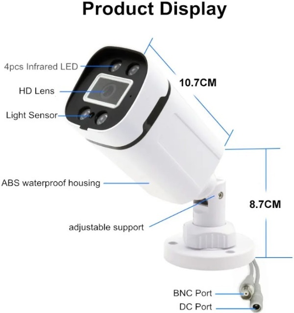 CAM-AHD2MP-PAU60 GMB BULLET kamera 2 mpix B/W 30M IR LED 4 In 1, AHD/TVI/CVI/CVBS, IP66, 2.8m