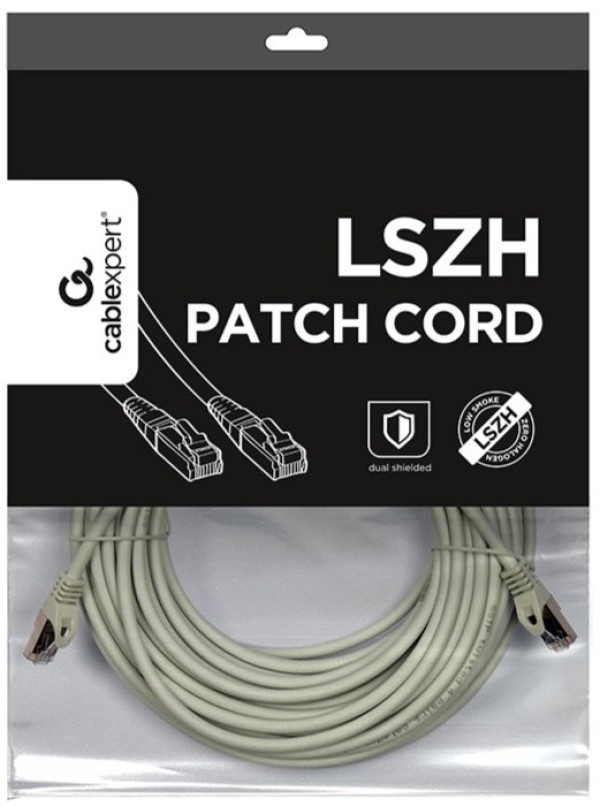 PP6A-LSZHCU-20M Gembird Mrezni kabl, SFTP CAT.6A BAKARNI LSZH Patch cord 20m Grey