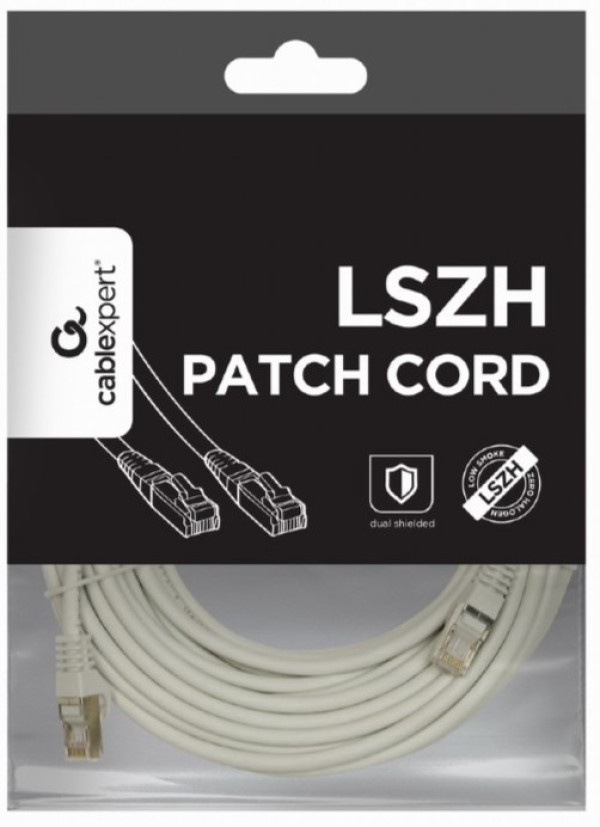 PP6A-LSZHCU-15M Gembird Mrezni kabl, SFTP CAT.6A BAKARNI LSZH Patch cord 15m Grey