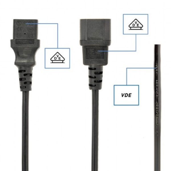 PC-189-VDE Gembird Kabl za napajanje (C13 na C14) UPS, VDE odobren, 1,8m