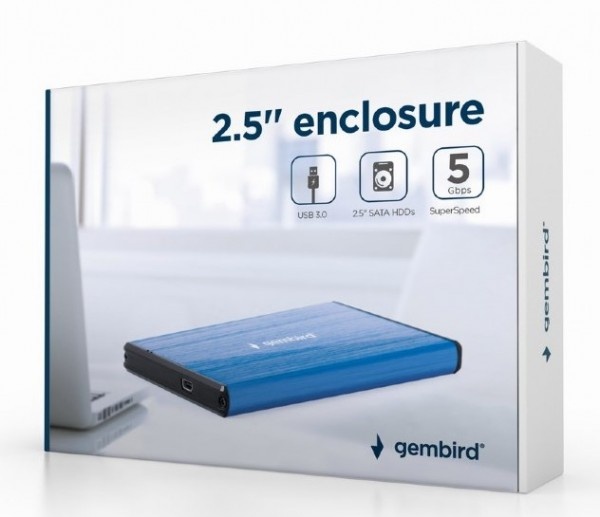 EE2-U3S-3-DB Gembird USB 3.0 Externo kuciste za 2.5 SATA hard diskove, aluminium, deep-blue