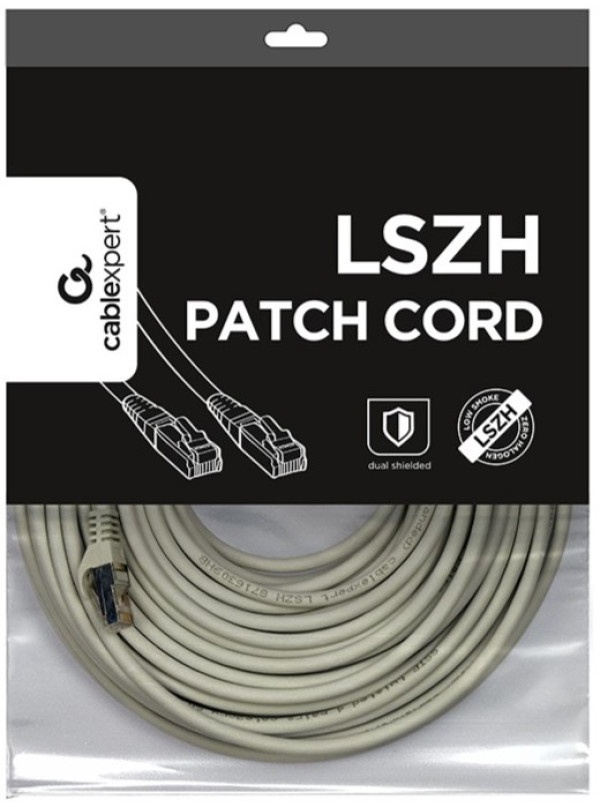 PP6A-LSZHCU-45M * Gembird Mrezni kabl, SFTP CAT.6A BAKARNI LSZH Patch cord 45m Grey