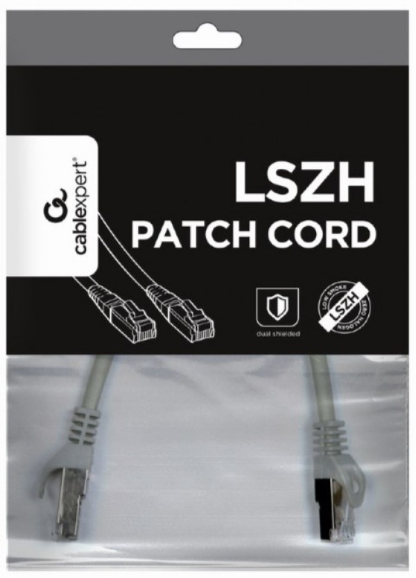 PP6A-LSZHCU-0.25M Gembird Mrezni kabl, SFTP CAT.6A BAKARNI LSZH Patch cord 0.25m Grey
