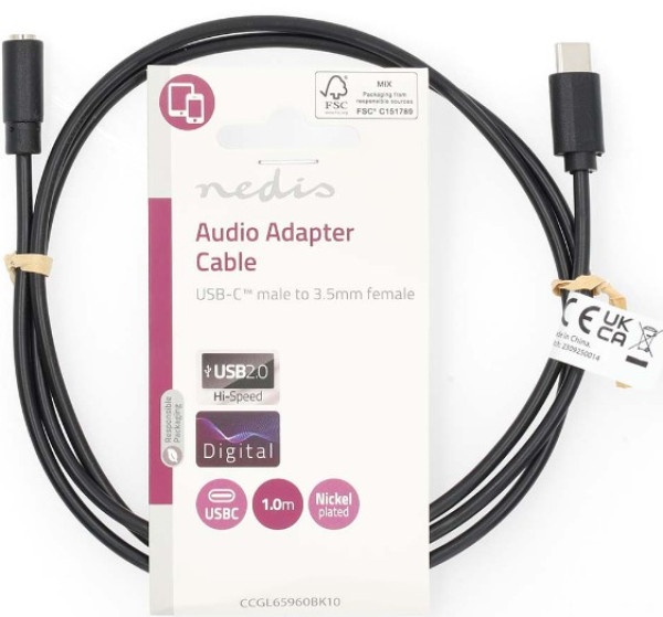 CCGL65960BK10 Adapterski kabl sa USB-C na 3,5mm muški sa 4-pinom, 1m