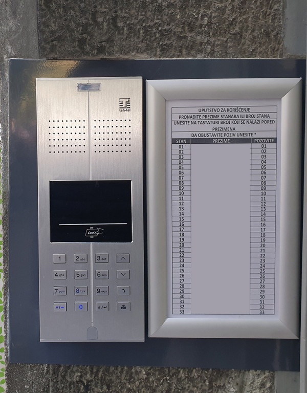 TEH-TEL Spoljna jedinica Q2C audio interfona sa èitaèem