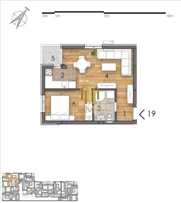 Dvosoban stan na 3. spratu, Telep, 41m2