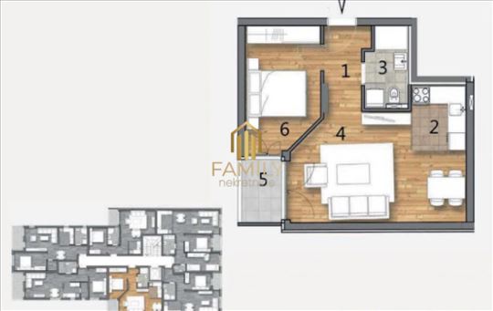 Novogradnja 2.0 soban, drugi sprat, 44m2