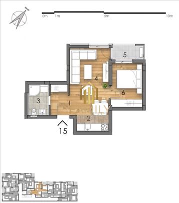 Dvosoban, 40,5m2 u izgradnji na Telepu