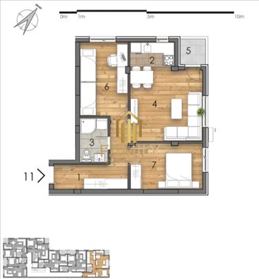 2.5 soban stan u izgradnji, Telep, 60m2